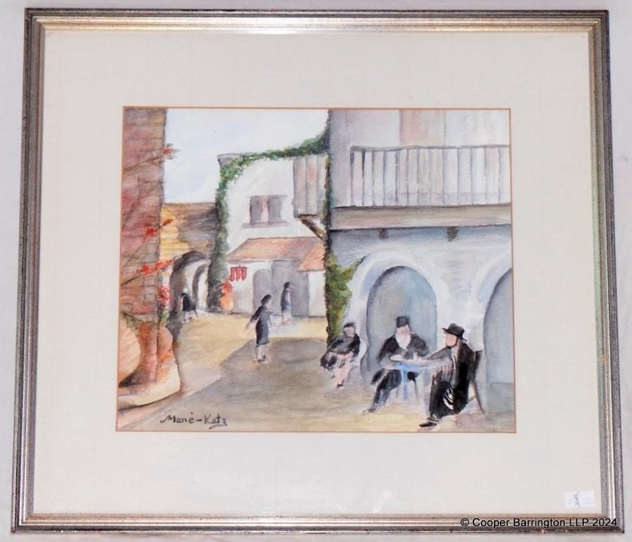 Emmanuel Mané-Katz | E. Mané-Katz Watercolour Hasidic Men Street Scene ...