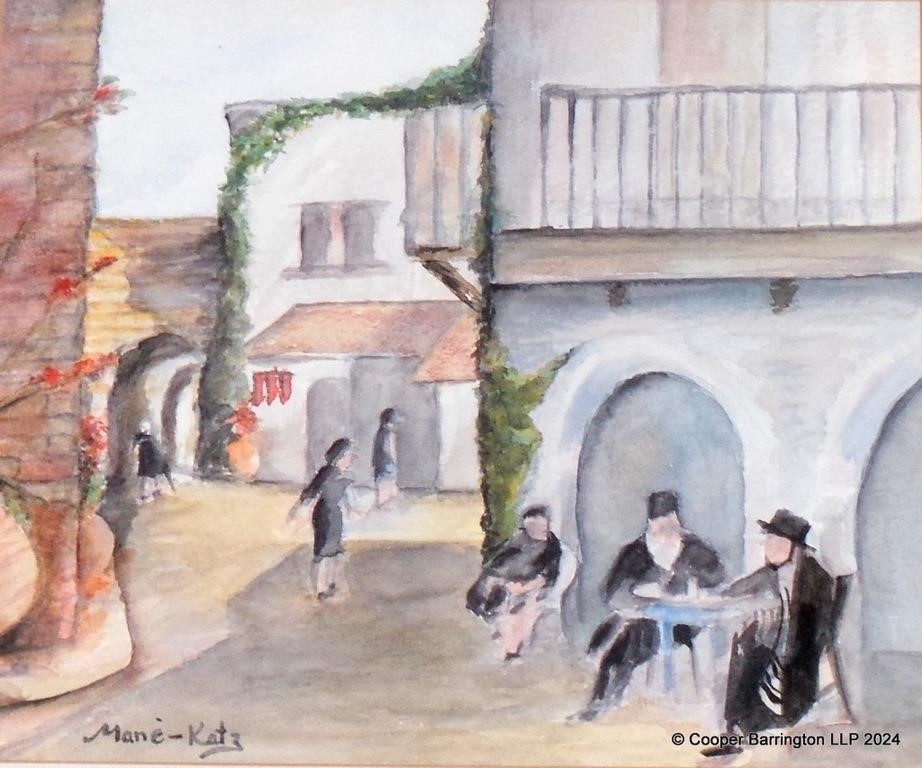 Emmanuel Mané-Katz | E. Mané-Katz Watercolour Hasidic Men Street Scene ...