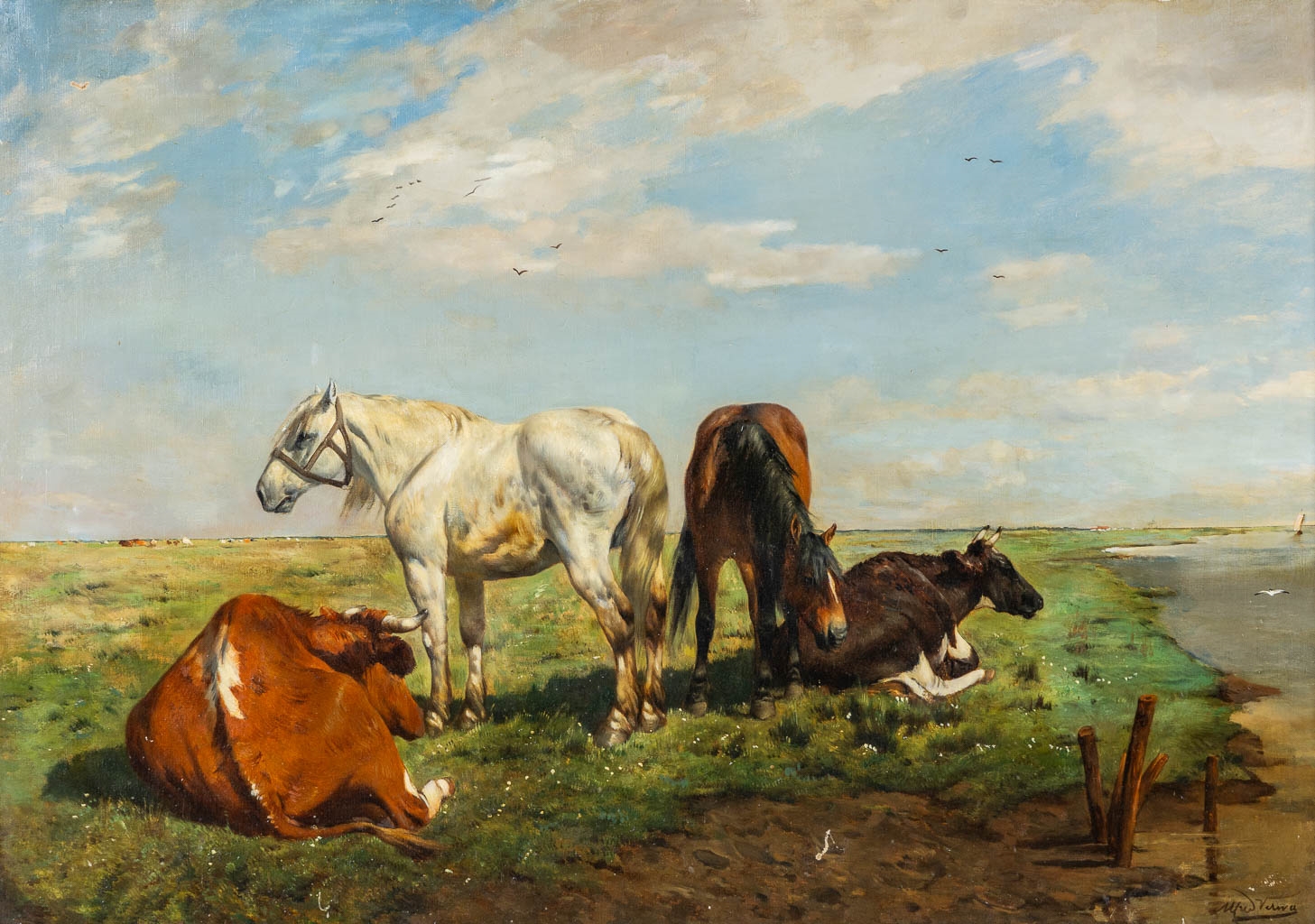 Alfred Jacques Verwee | Horses and Cows | MutualArt