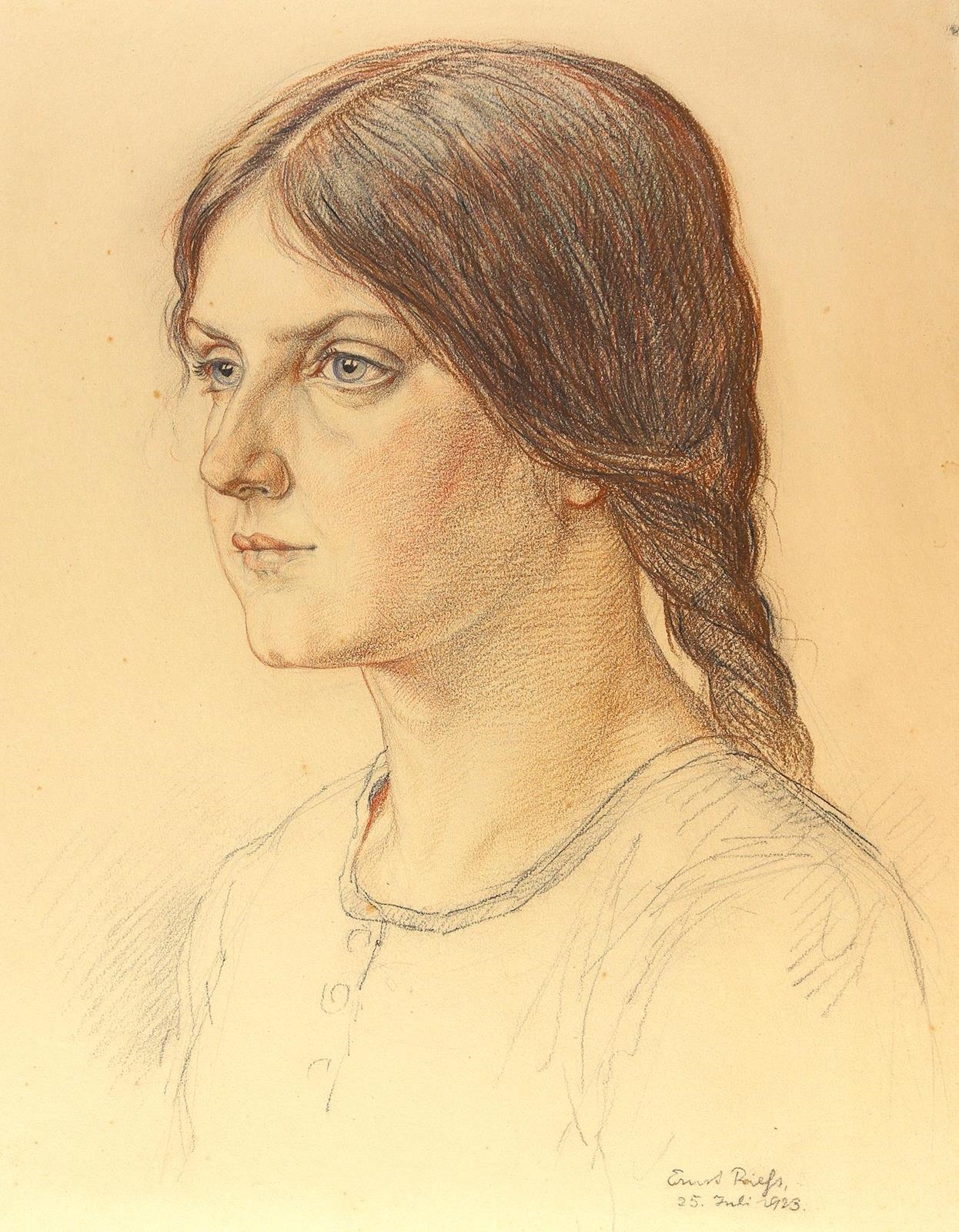 Ernst Riess | Mädchenportrait (1923) | MutualArt