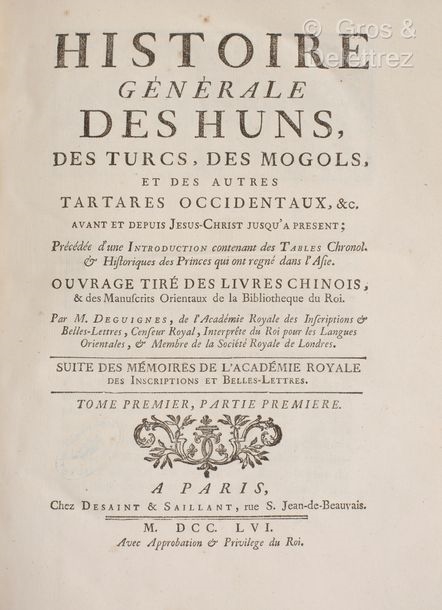 Chretien Louis Jospeh De Guignes | Histoire générale des Huns | MutualArt
