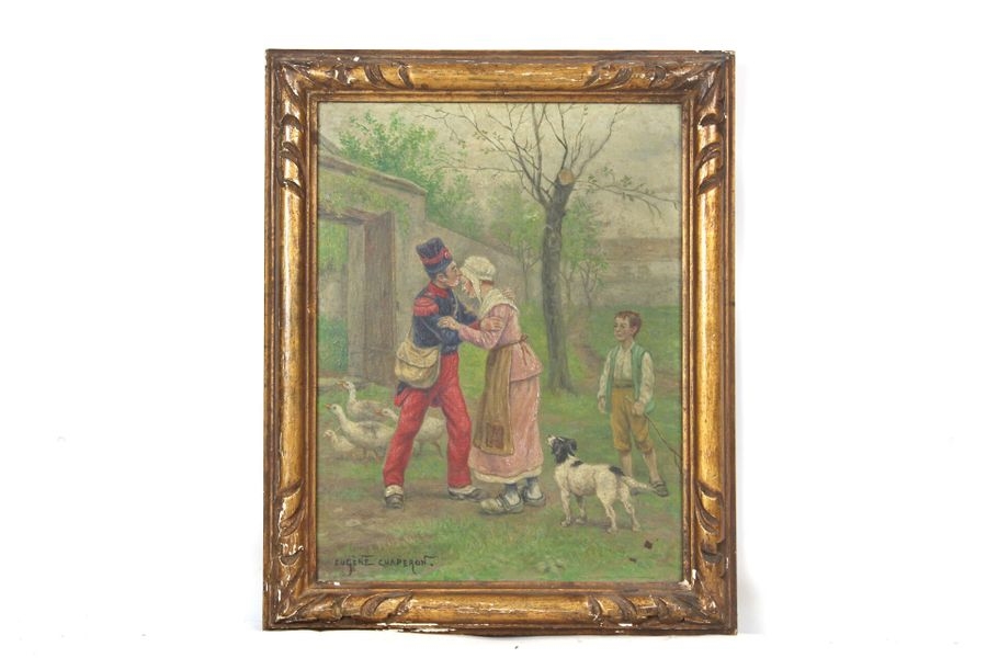 Eugène Chaperon | Eugène CHAPERON (1857-1938) Le départ. Oil... - Lot ...