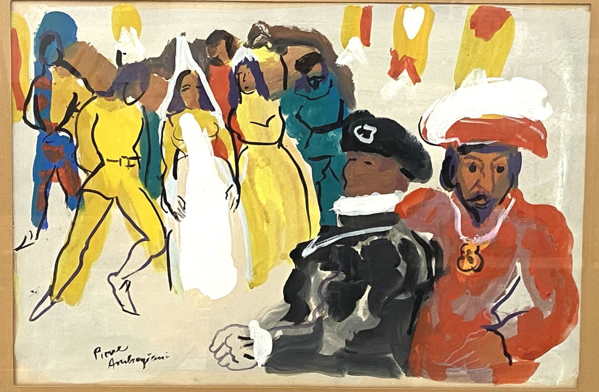 Pierre Ambrogiani | Scène de carnaval. Gouache | MutualArt