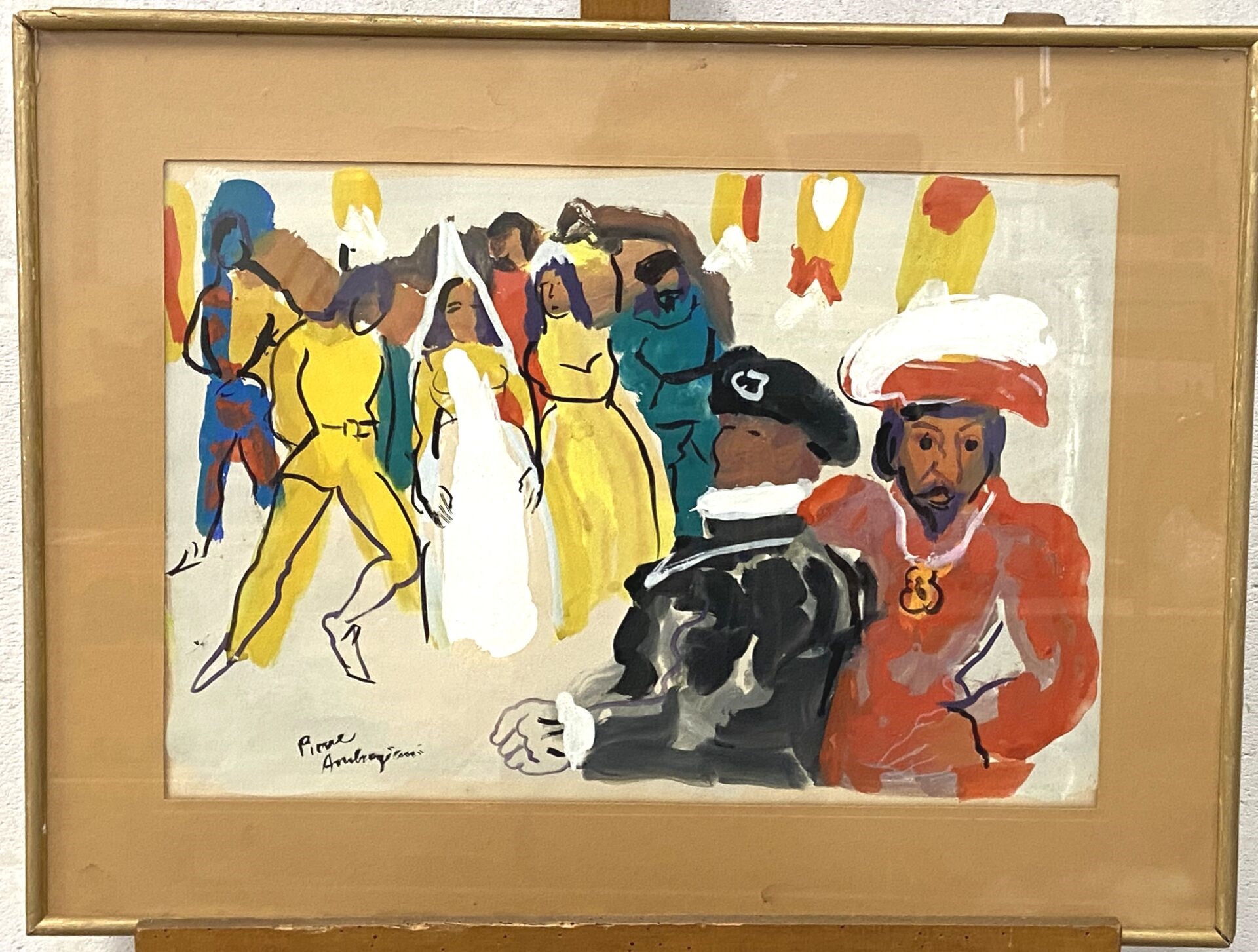 Pierre Ambrogiani | Scène de carnaval. Gouache | MutualArt