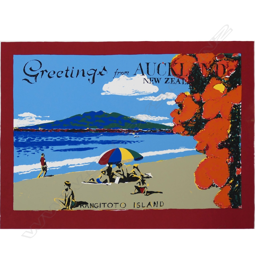 Dick Frizzell | 'Greetings from Auckland New Zealand Rangitoto Island ...