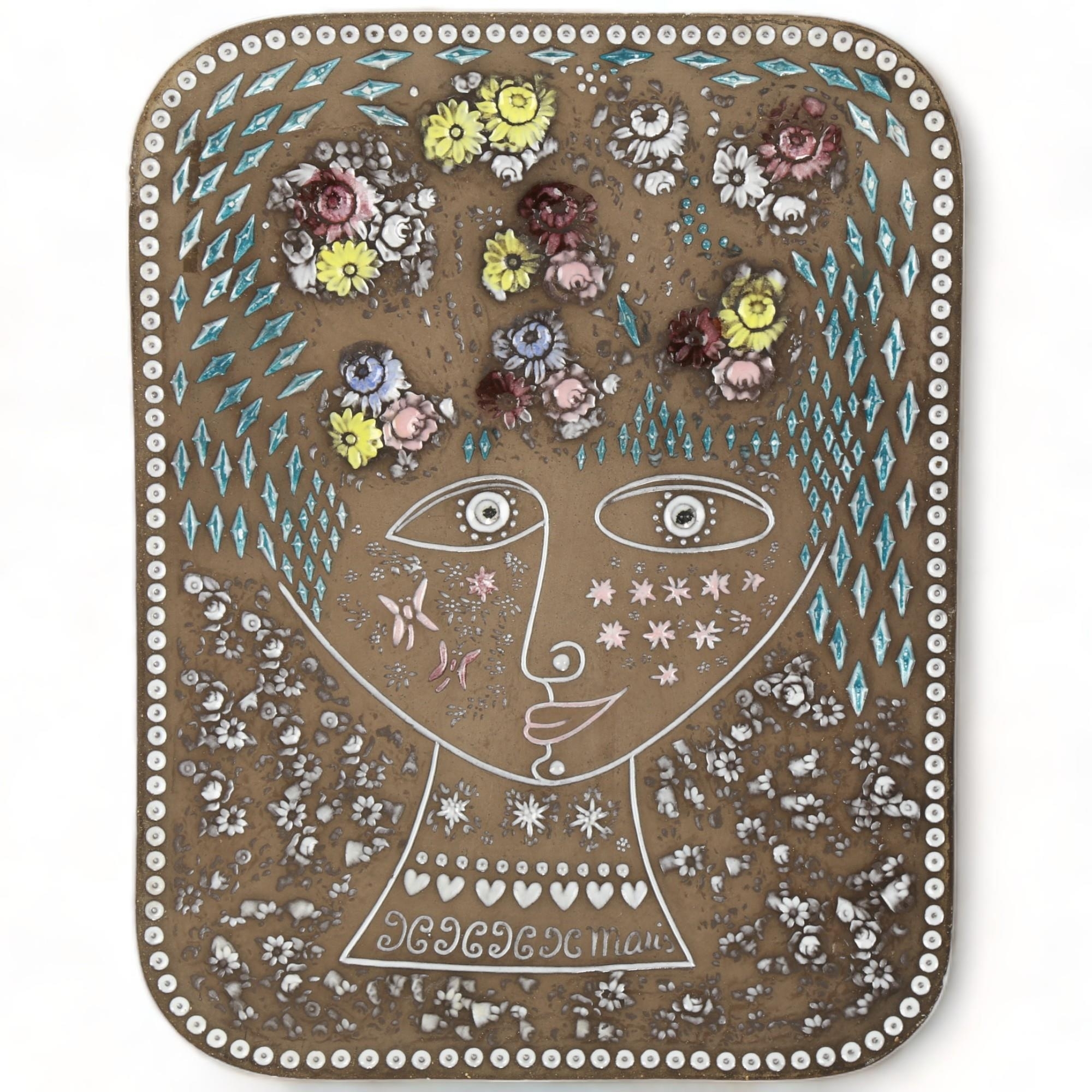 Mari Simmulson | a 1965 ceramic wall-hanging plaque (1965) | MutualArt