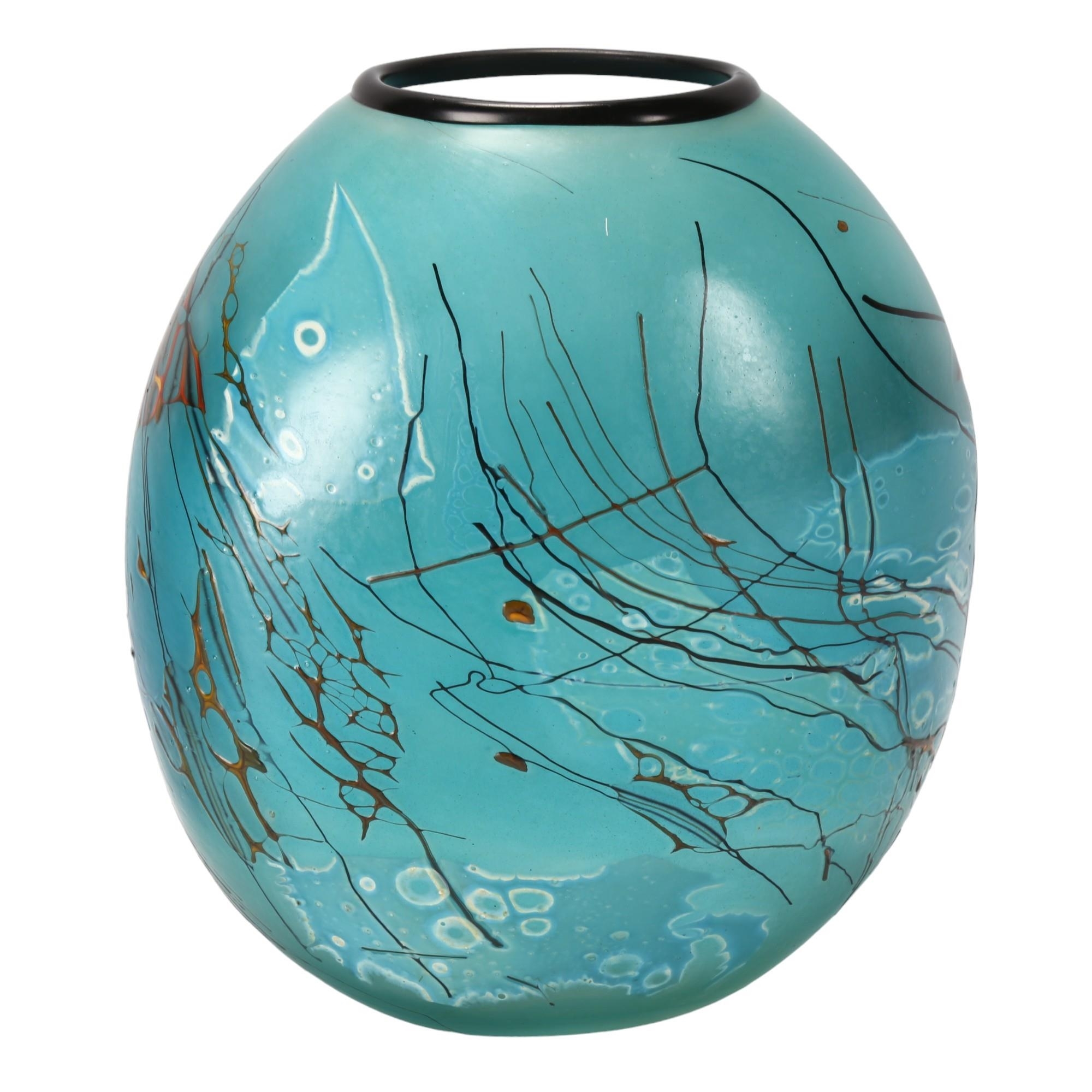 Keith Mahy | a handmade art glass vase with aquatic theme decoration ...