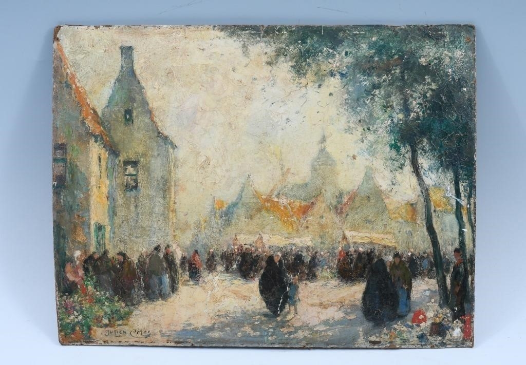 Julien Celos | JULIEN CELOS EUROPEAN CITY STREET SCENE PAINTING | MutualArt