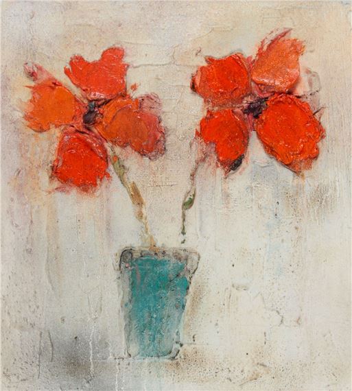 Colin Flack | BURNT ORANGE FLOWERS IN A VASE | MutualArt