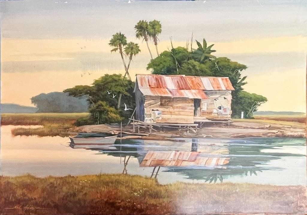 Neil Adamson | NEIL ADAMSON MIXED MEDIA FLORIDA BACKWATER PAINTIN ...