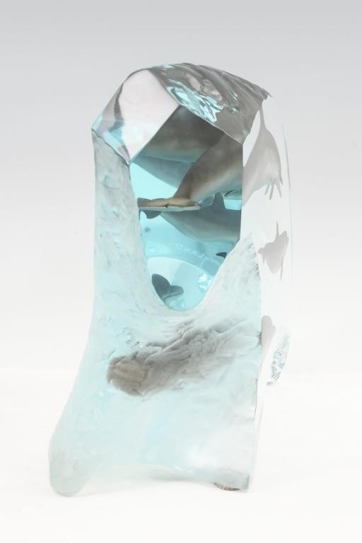 Robert Wyland | WYLAND PORPOISE LUCITE SCULPTURE | MutualArt
