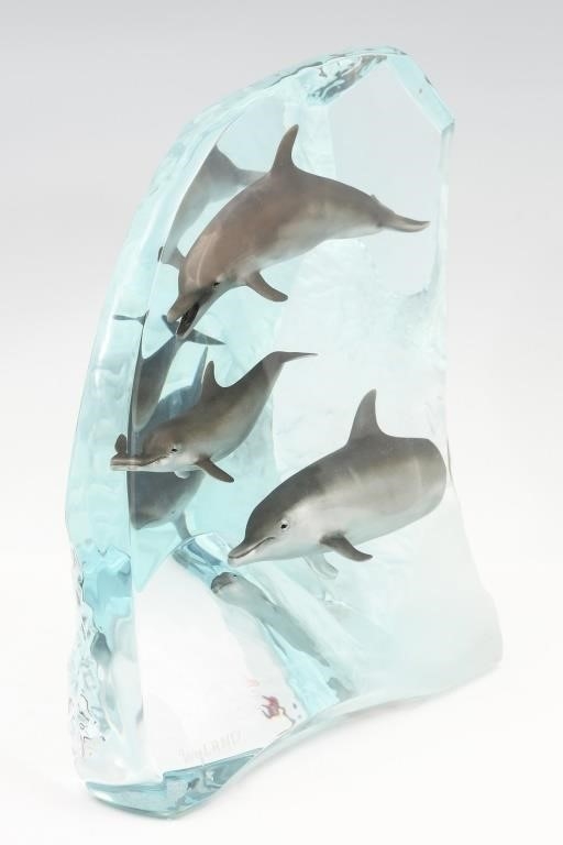 Robert Wyland | WYLAND PORPOISE LUCITE SCULPTURE | MutualArt