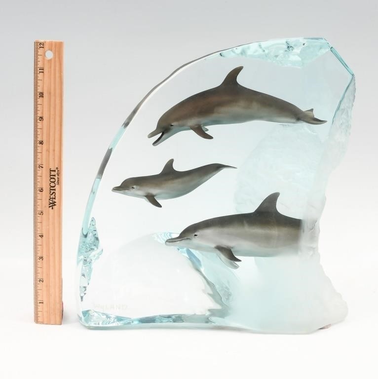 Robert Wyland | WYLAND PORPOISE LUCITE SCULPTURE | MutualArt