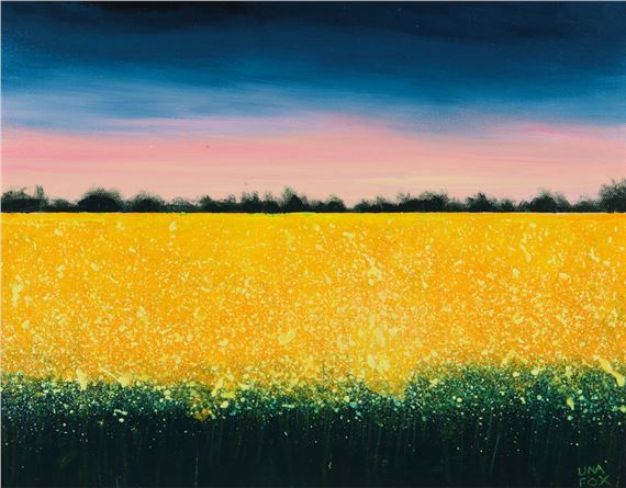 Una Fox | PINK SUNSET OVER GOLD FIELD | MutualArt