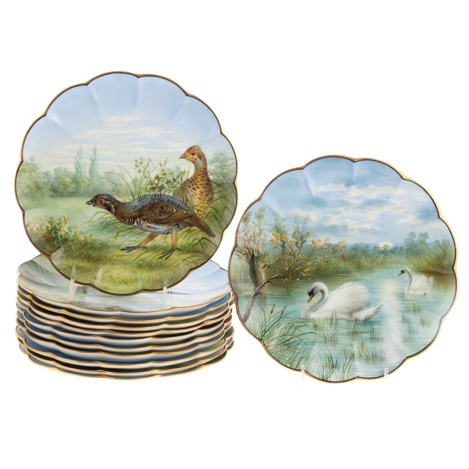 George Jones | 12 George Jones China Painted Game Plates (20th Century ...