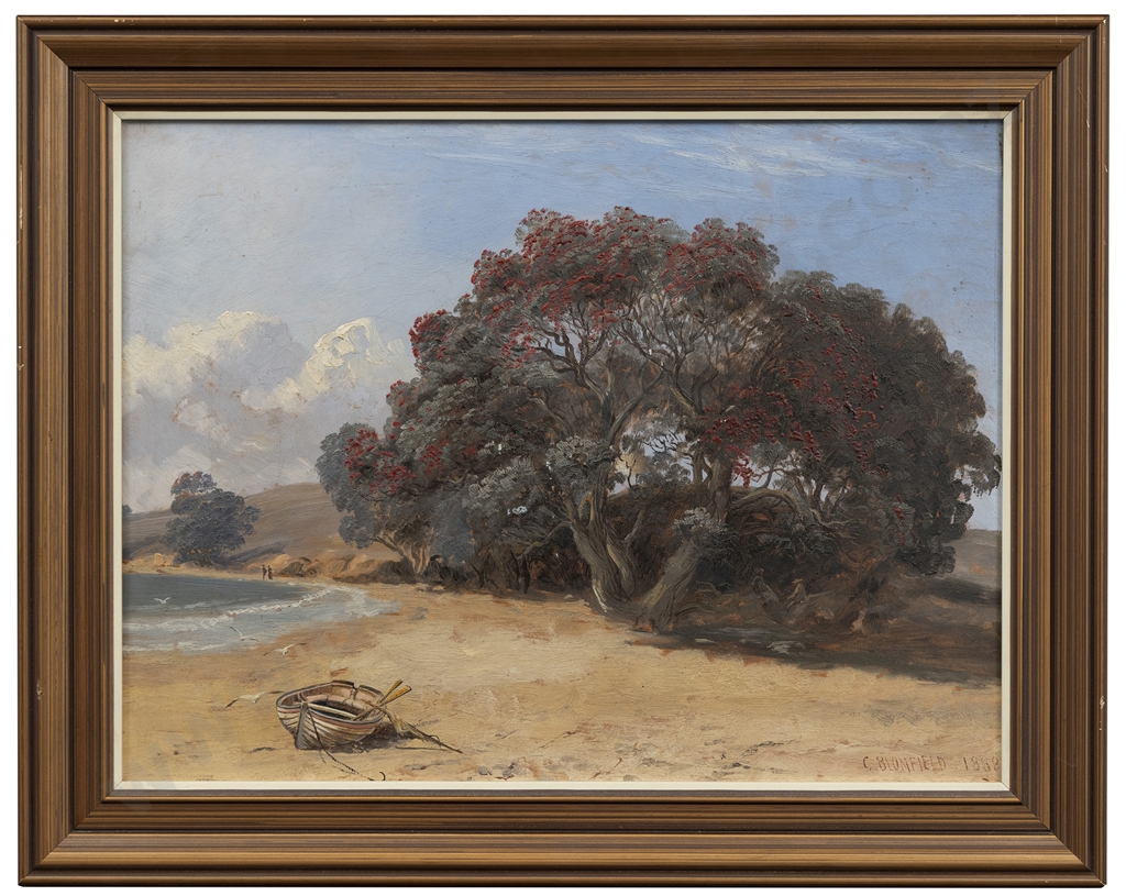 Charles Blomfield | Pohutakawa & Dinghy Paihia (1848) | MutualArt