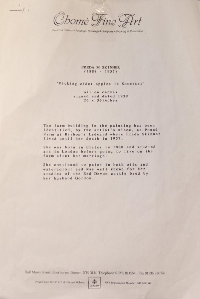 Freda Skinner | Freda M Skinner (fl.1930-40s) Harvesting cider apples ...