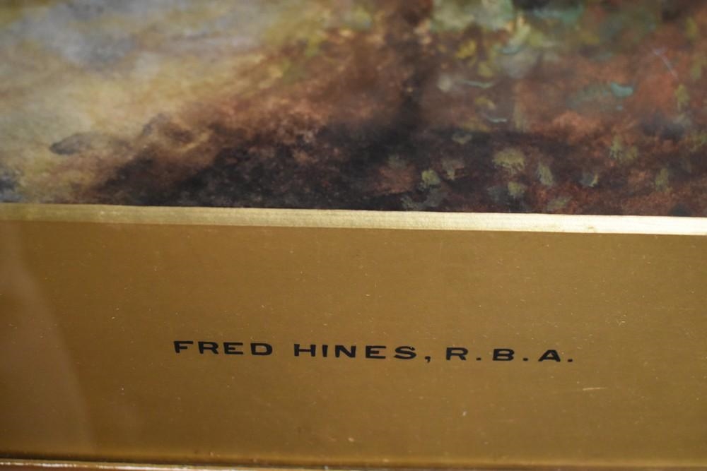 Fred Hines | a watercolour depicting a young lady within forest and river landscape surrounding ...