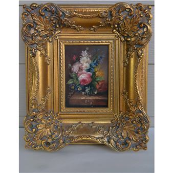 L. Ladd | L. Ladd Original Oil Floral Painting, Gold Ornate Frame ...