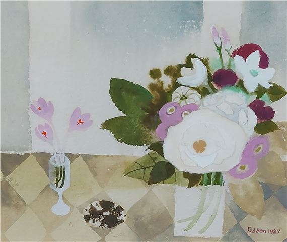 Mary Fedden | vase of flowers upon a table | MutualArt