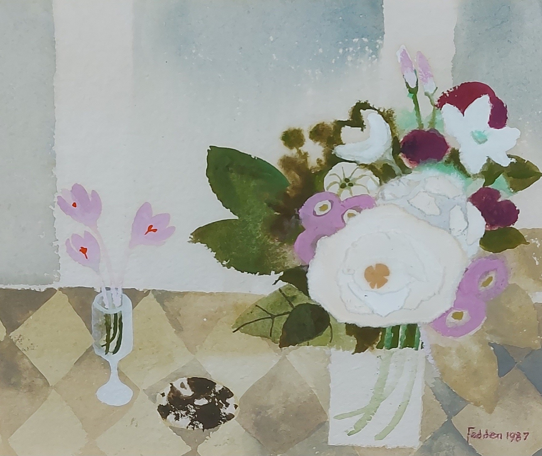 Mary Fedden | vase of flowers upon a table | MutualArt