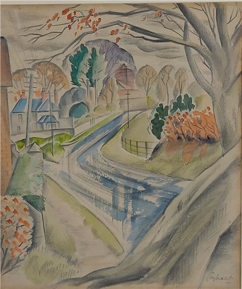 Guy Malet | A Village Street on a Rainy Day | MutualArt