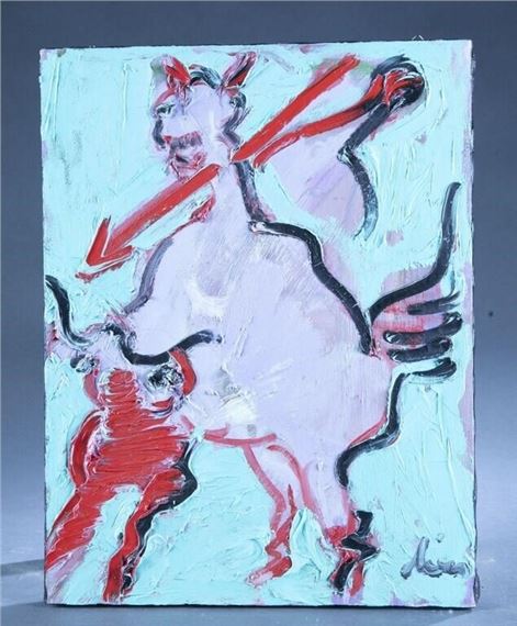 Peter Diem | Peter Diem, Abstract painting with cow (2014) | MutualArt