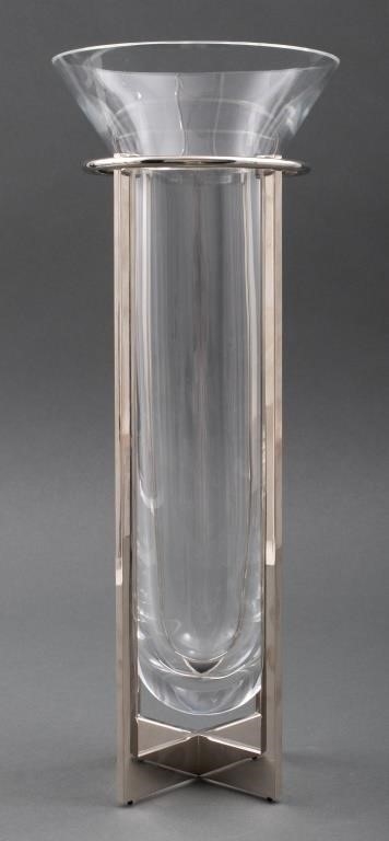 Richard Meier | Richard Meier Steuben Glass Vase w Chrome Stand (1992 ...