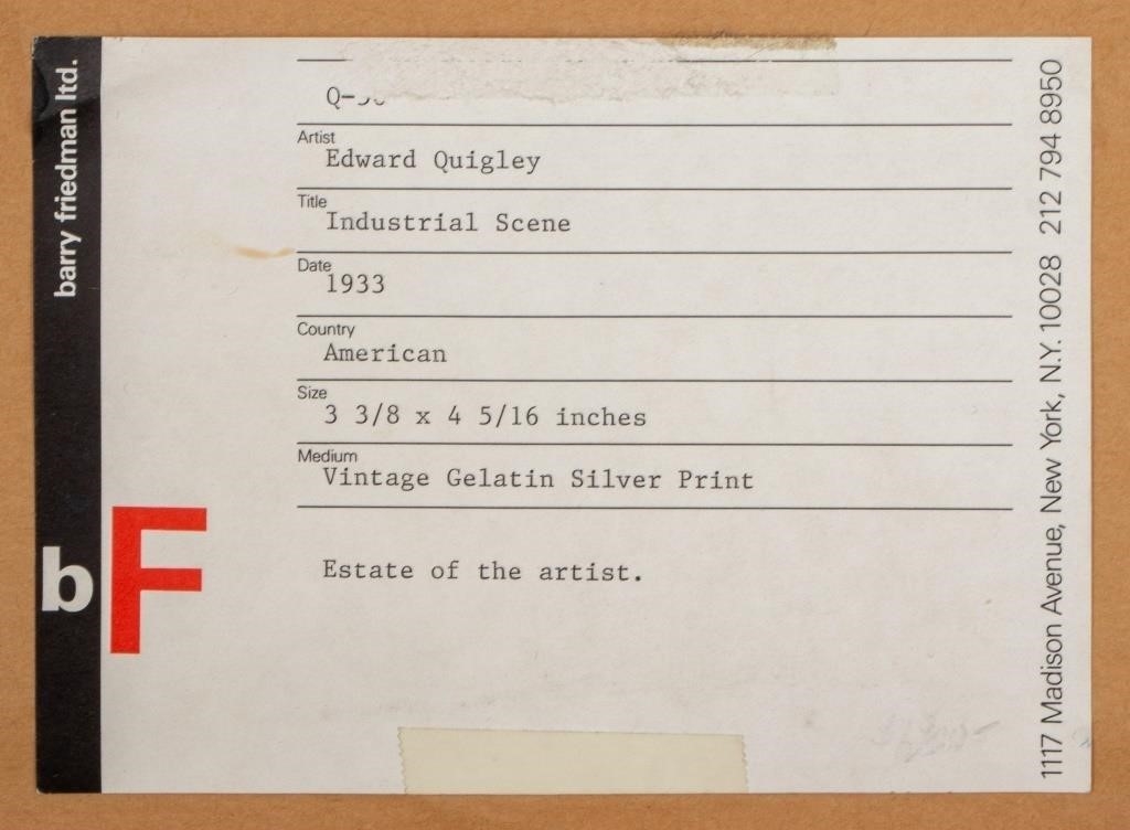 Edward B. Quigley | Edward Quigley Industrial Scene Gelatin Print (1933 ...