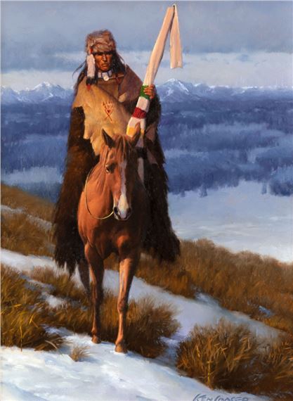 Ken Laager | Ken Laager (1953- ), Indian on Horseback in Snow (1996 ...