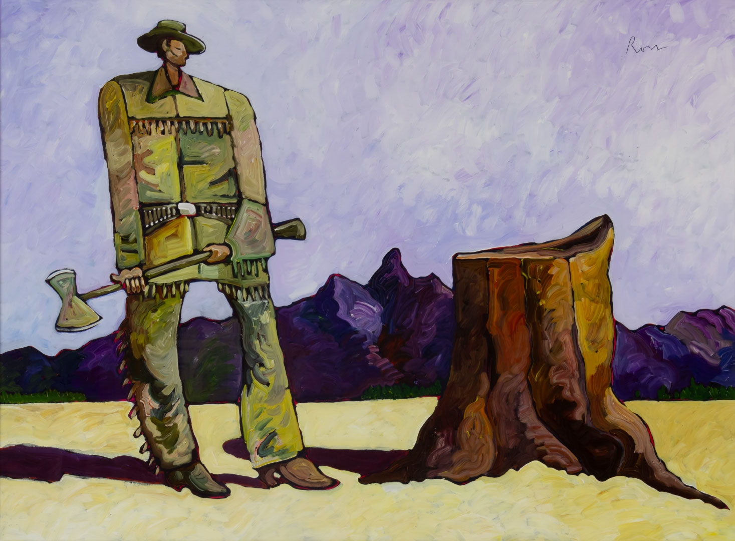 Thom Ross | Thom Ross (1953- ), Shane and the Tree Stump | MutualArt