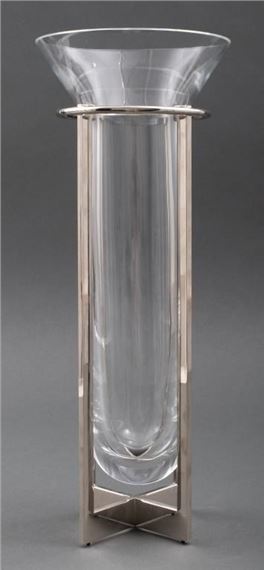 Richard Meier | Richard Meier Steuben Glass Vase on Chrome Stand (1992 ...