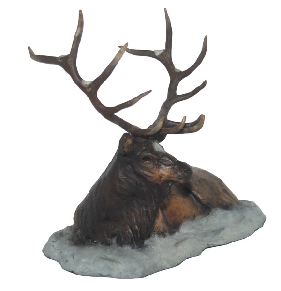 Ken Bjorge | Ken Bjorge Bronze, Bull Elk in Snow (1990) | MutualArt