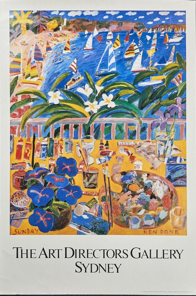 Ken Done | Boats and Yellow Hibiscus (1991) | MutualArt