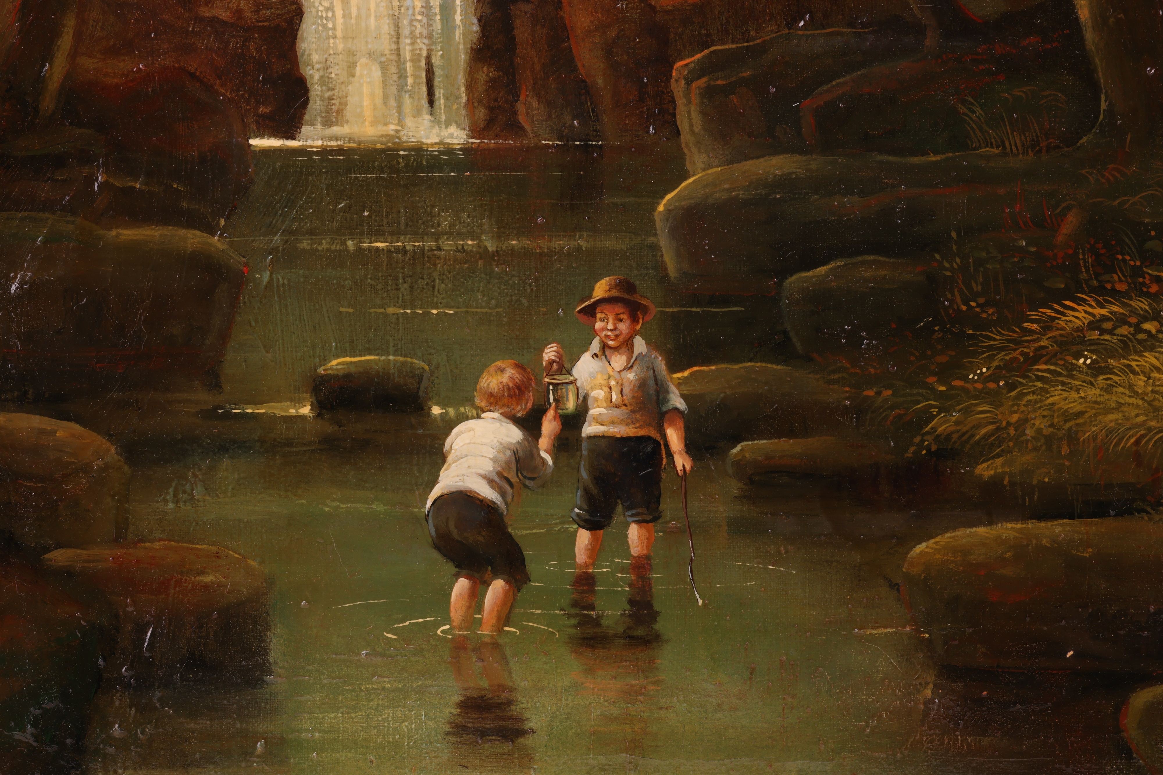 Brian Coole | Children playing by a waterfall (1939) | MutualArt
