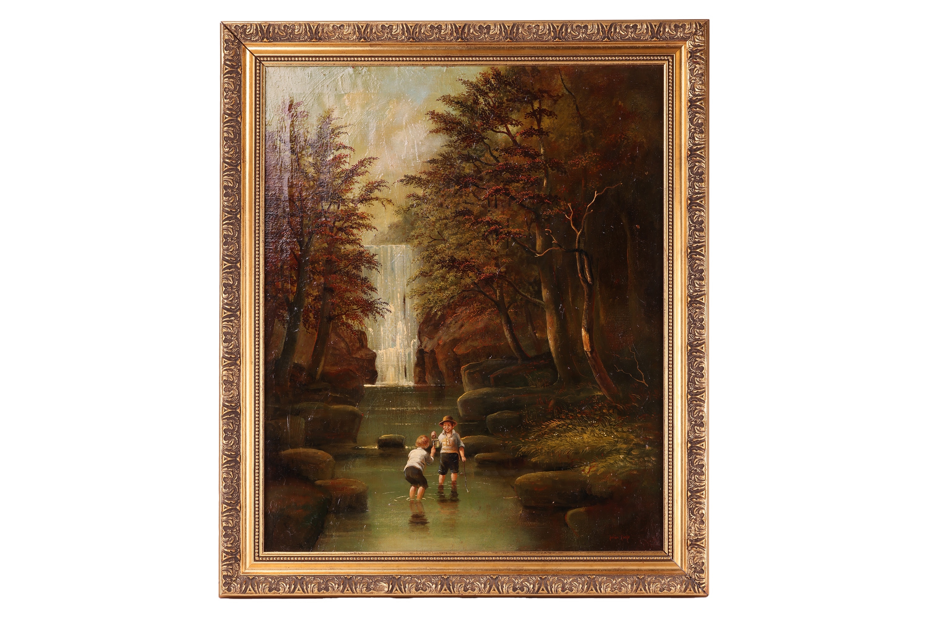 Brian Coole | Children playing by a waterfall (1939) | MutualArt