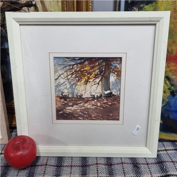 B. Mccormack | Flock of sheep sheltering in the wood | MutualArt