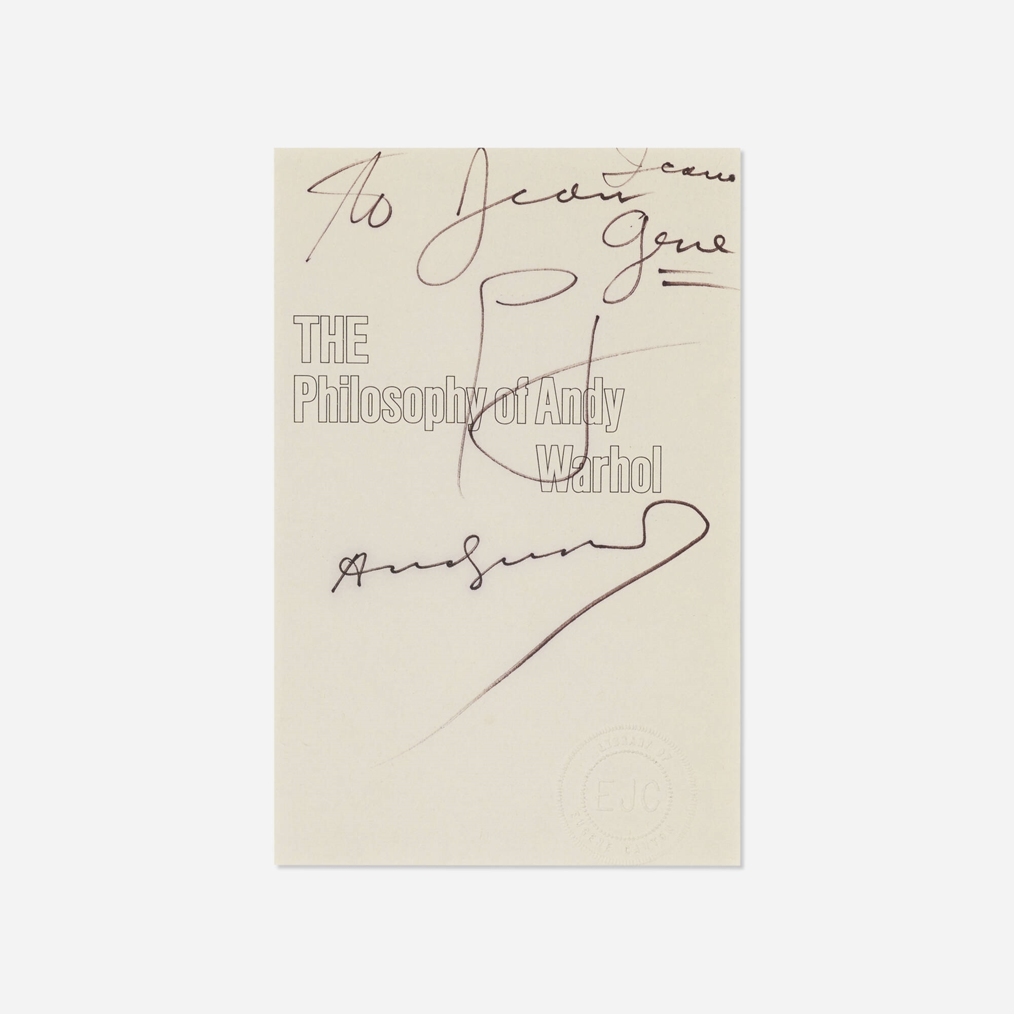 Andy Warhol | Signed title page from The Philosophy of Andy Warhol ...
