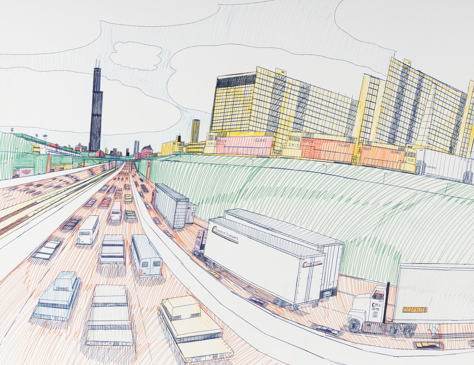 Wesley Willis | The Dan Ryan Expressway (1988) | MutualArt