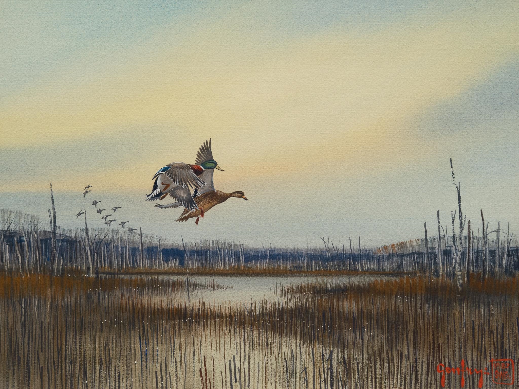 A.C. Gentry | Ducks over Marshlands (1982) | MutualArt
