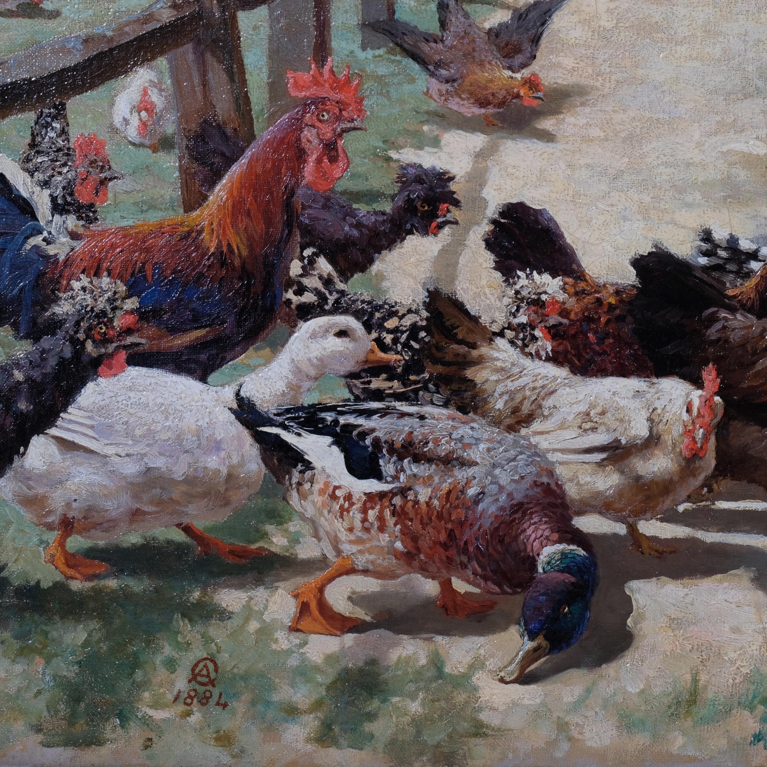 Alphonse Cullis | farm boy feeding the poultry (1884) | MutualArt