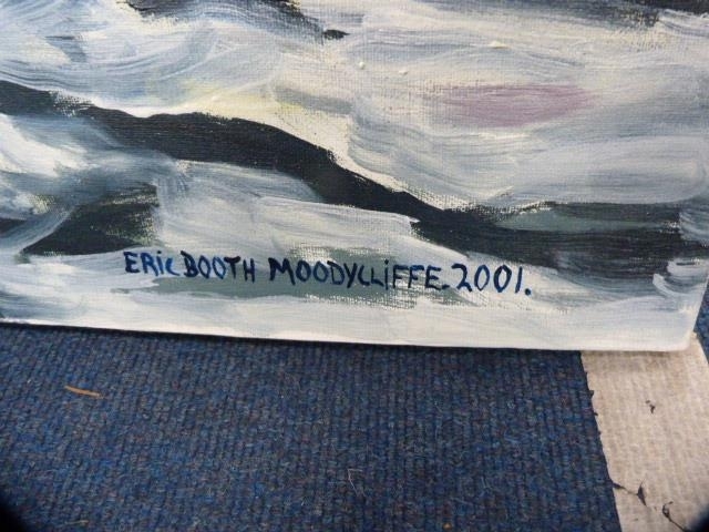 Eric Booth Moodycliffe | Village scene with mountains to the background ...