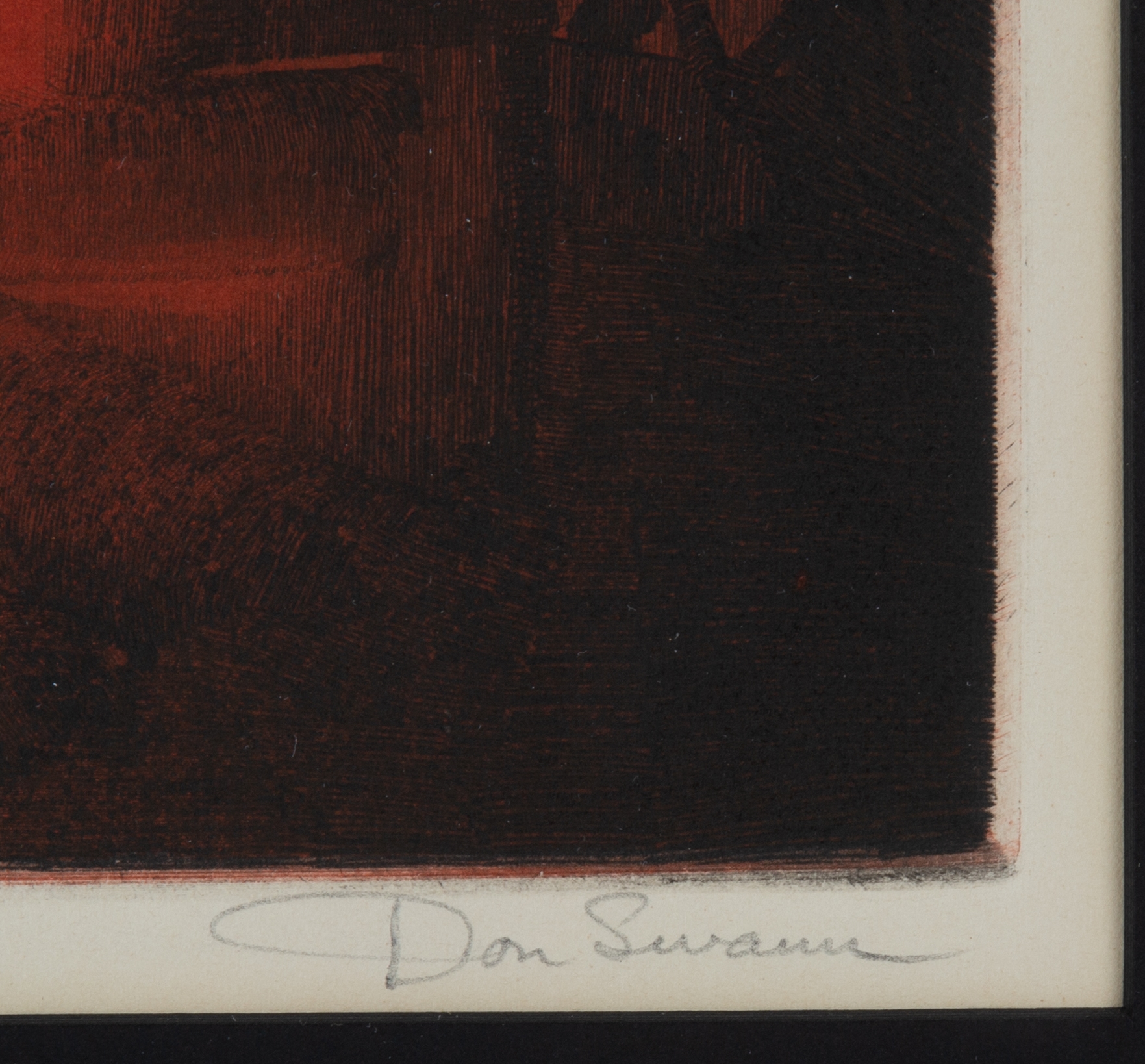 Don Swann | RARE RED COLOR ETCHING DON SWANN (1950) | MutualArt