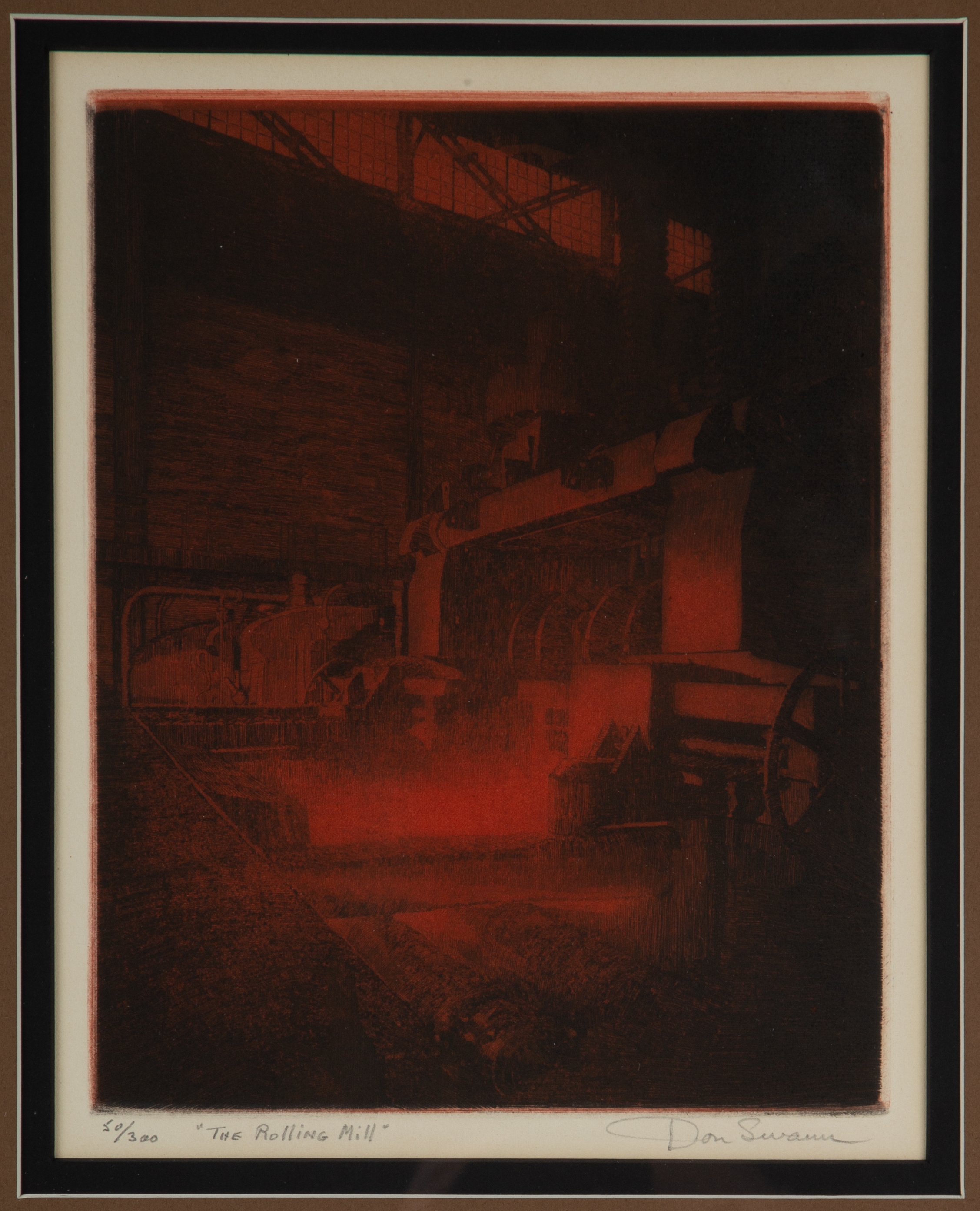 Don Swann | RARE RED COLOR ETCHING DON SWANN (1950) | MutualArt