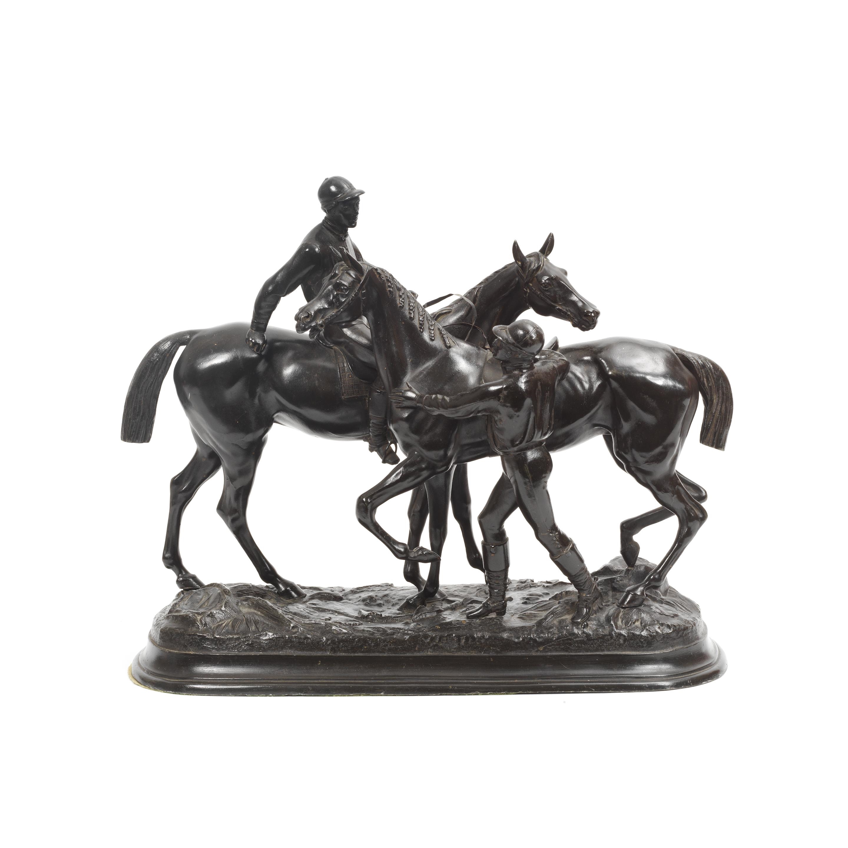 Paul Louis Émile Loiseau-Rousseau | A equestrian group of two race ...