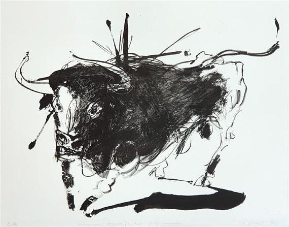 Heinrich Tessmer | Angreifender Stier (1994) | MutualArt