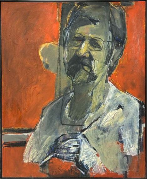 Roger Baroth | Self-portrait on a red background | MutualArt