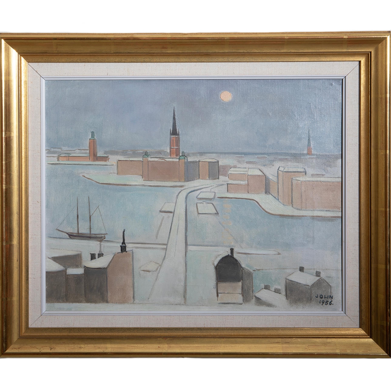 Einar Jolin | “Moonlight over Riddarholmen”. (1956) | MutualArt