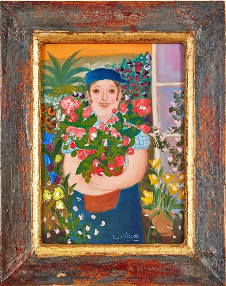 Lennart Jirlow | Self-portrait with flowers | MutualArt