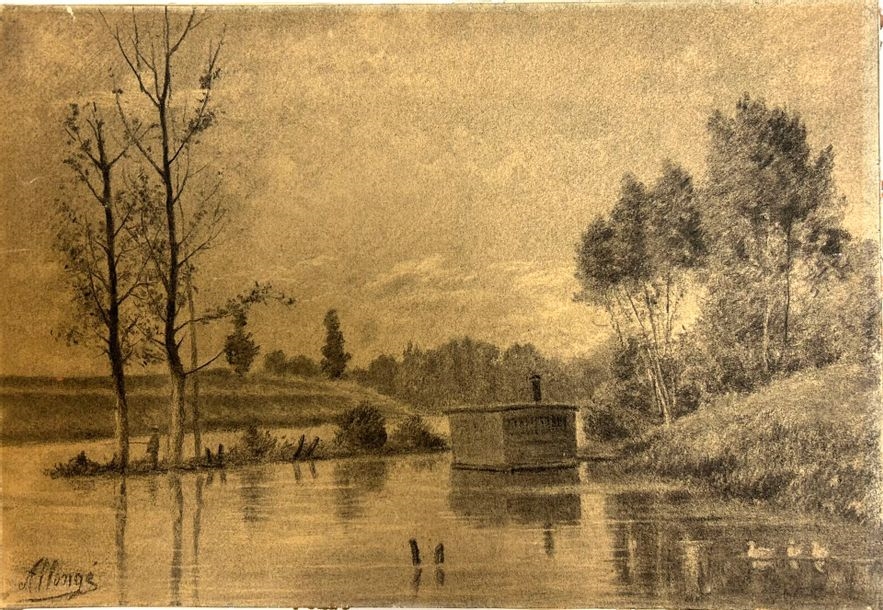 Auguste Allonge | Auguste ALLONGE (1833-1898) Four charcoals... - Lot ...